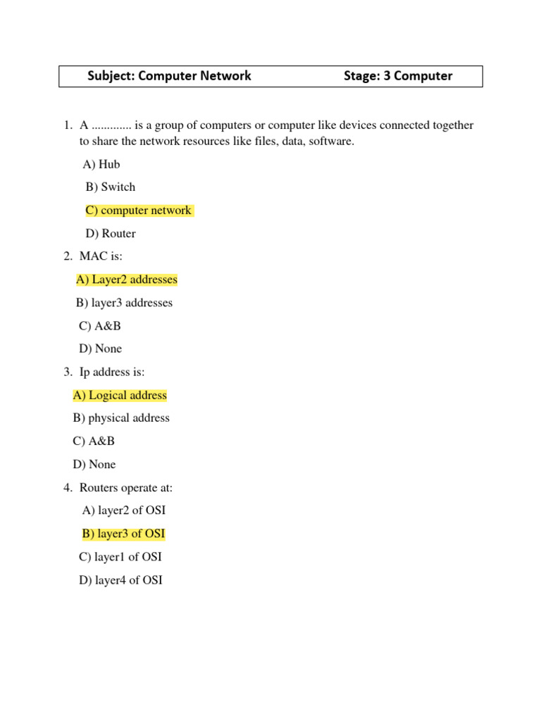 Computer Network-Questions Bank | PDF | Computer Network | Ip Address