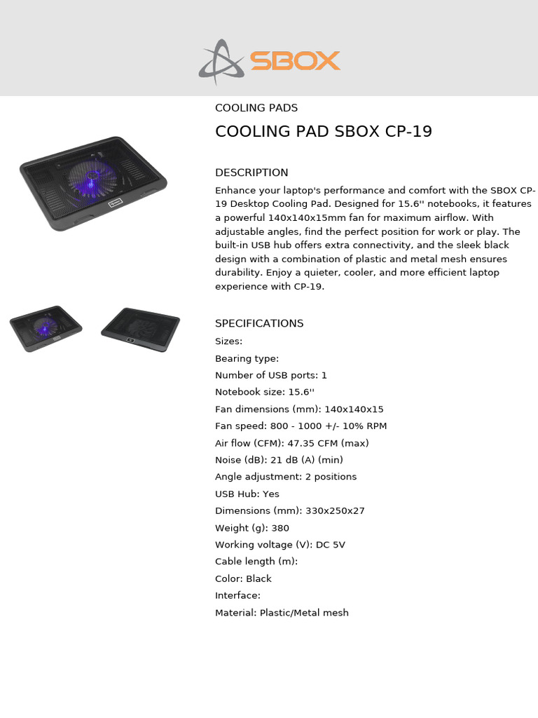 Brochure Cooling Pad Sbox CP 19 | PDF Brochure Cooling Pad Sbox CP 19 | PDF