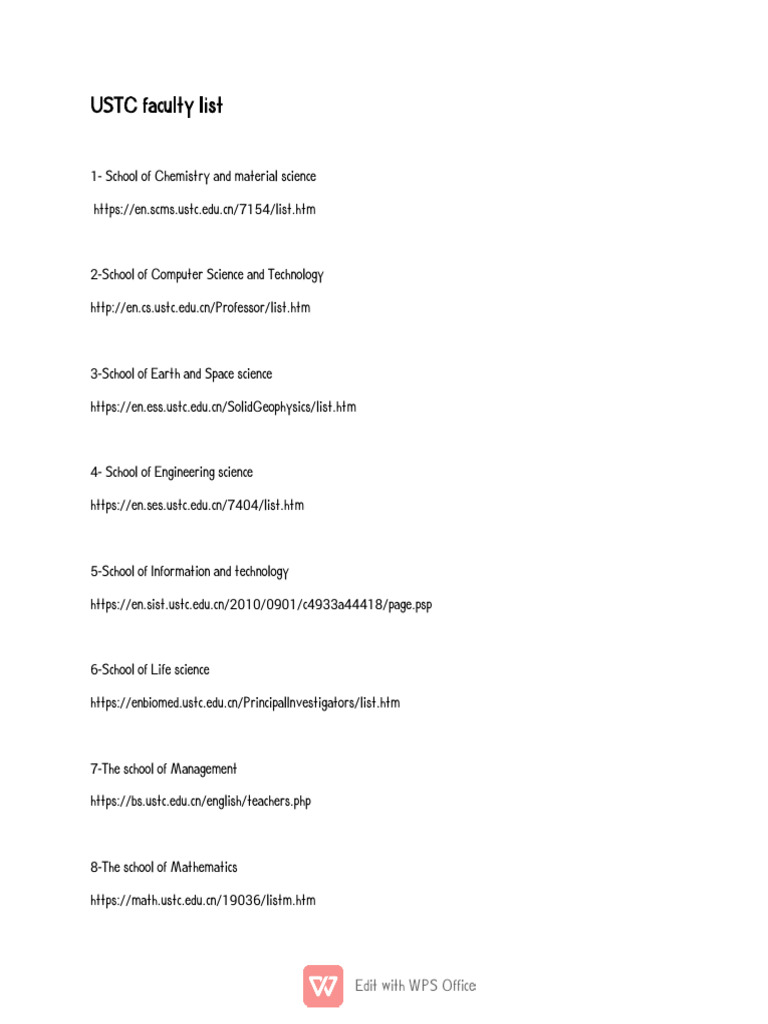 USTC Faculty List | PDF