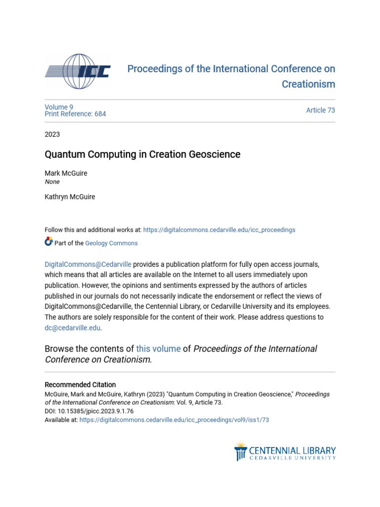 Quantum Computing in Creation Geoscience | PDF | Quantum Computing | Quantum Mechanics