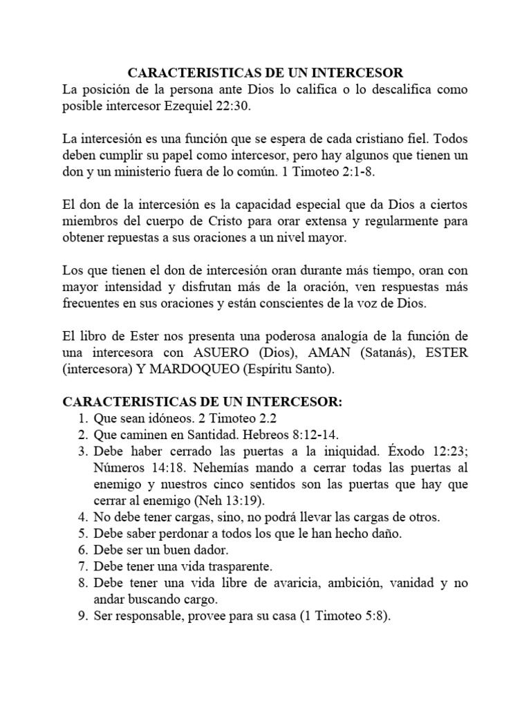 Caracteristicas de Un Intercesor | PDF