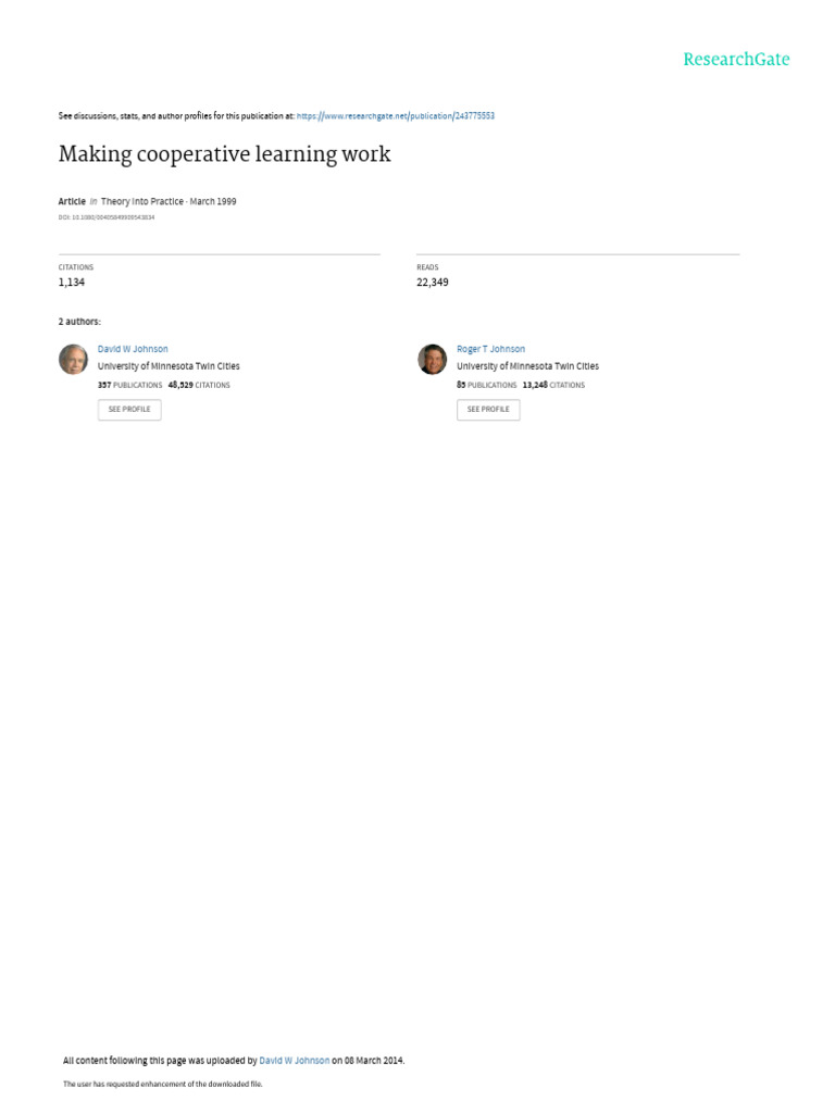 Making - Cooperative - Learning - Work - Johnson and Johnson | PDF ...