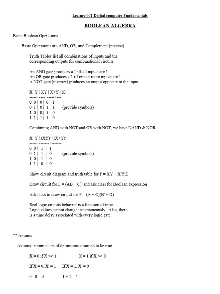 Boolean Algebra Basics & Truth Tables | PDF | Boolean Algebra | Teaching Mathematics