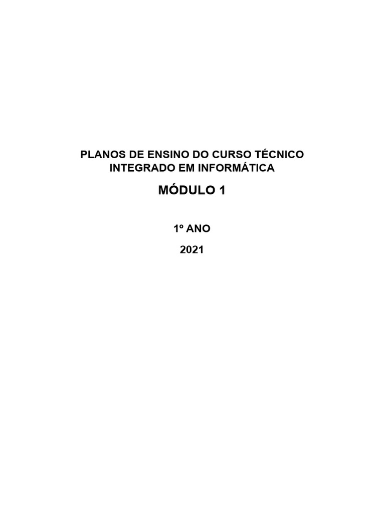 Planos de Ensino 2021.1 - Módulo 1 - Informática | PDF | Sociologia | Moodle