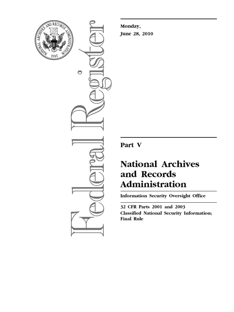 Final Rule on Classified Security Info | PDF | Classified Information ...