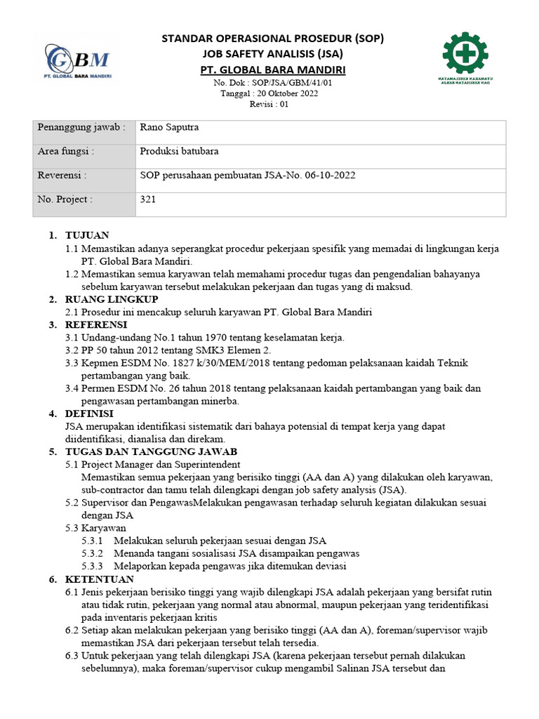 SOP JSA Ganggi | PDF
