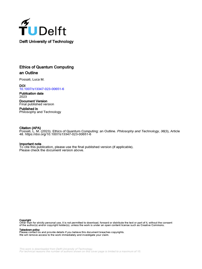 Ethics of Quantum Computing: An Outline | PDF | Quantum Entanglement ...