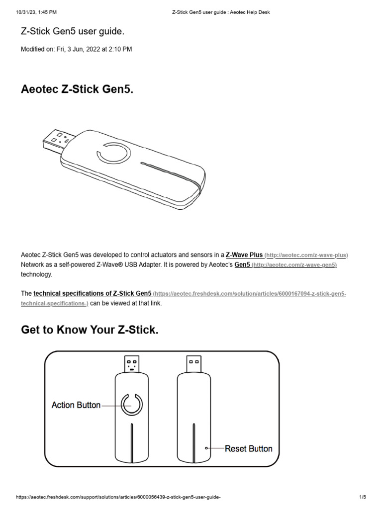 Z-Stick Gen5 User Guide - Aeotec Help DeskZ-Stick Gen5 User Guide ...