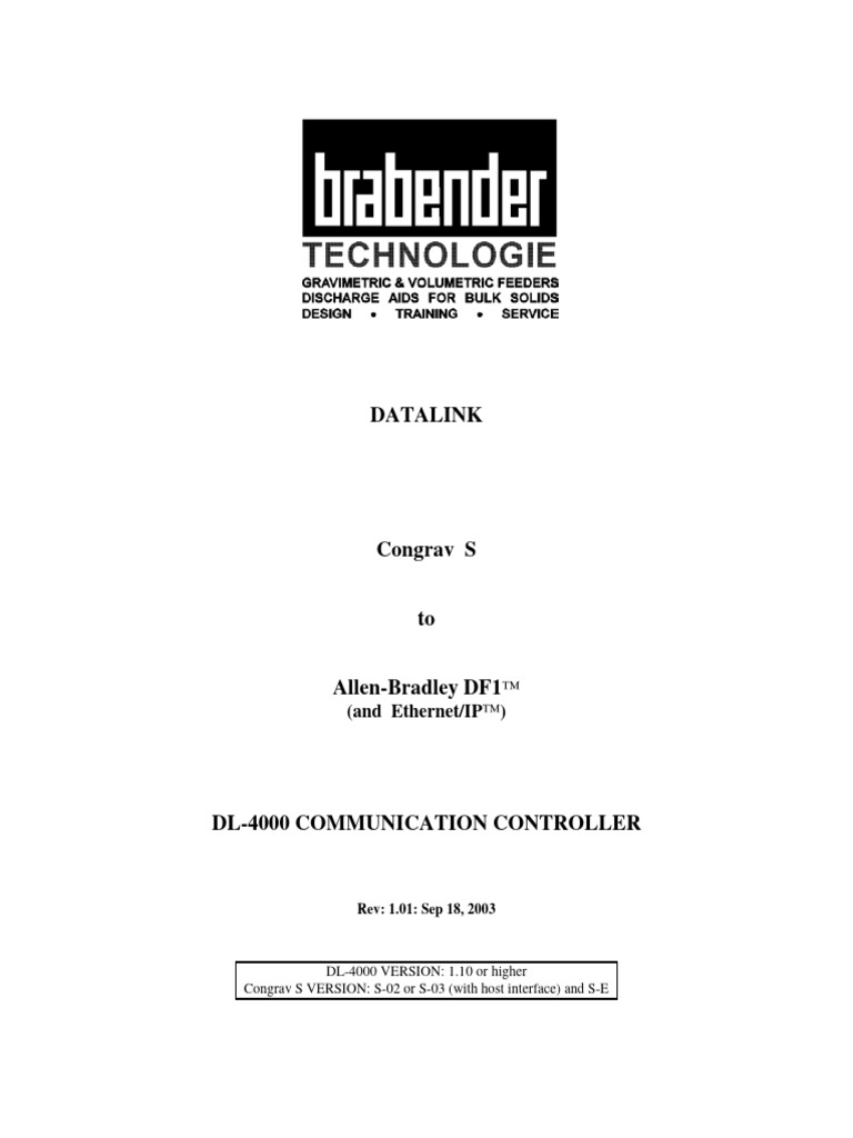 DataLink DL-4000 Manual - Congrav S To DF1 | PDF | Databases | Programmable Logic Controller