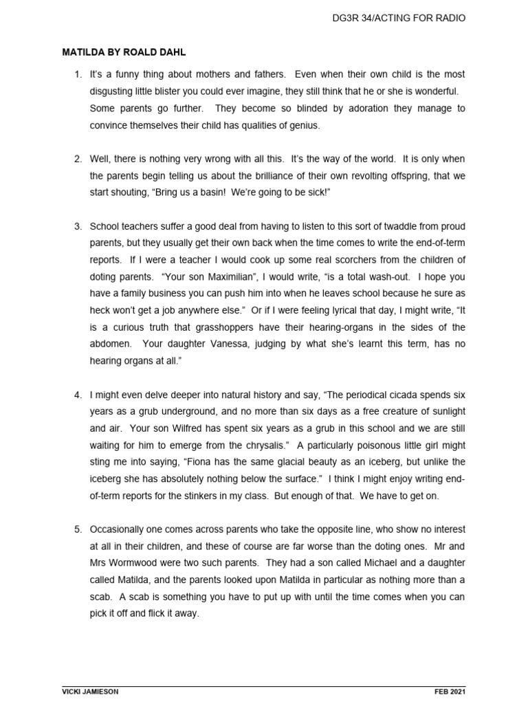 Matilda by Roald Dahl | PDF