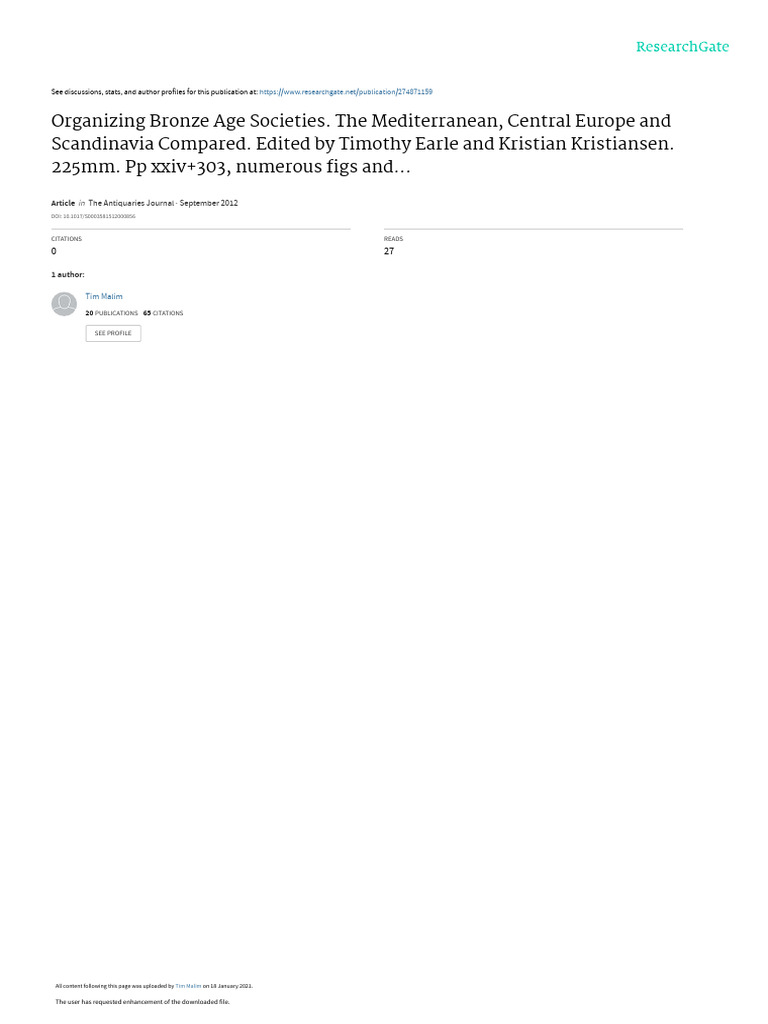 Organizing Bronze Age Societies TMreviewfor Antiqs Jan 12 | PDF | Bronze Age