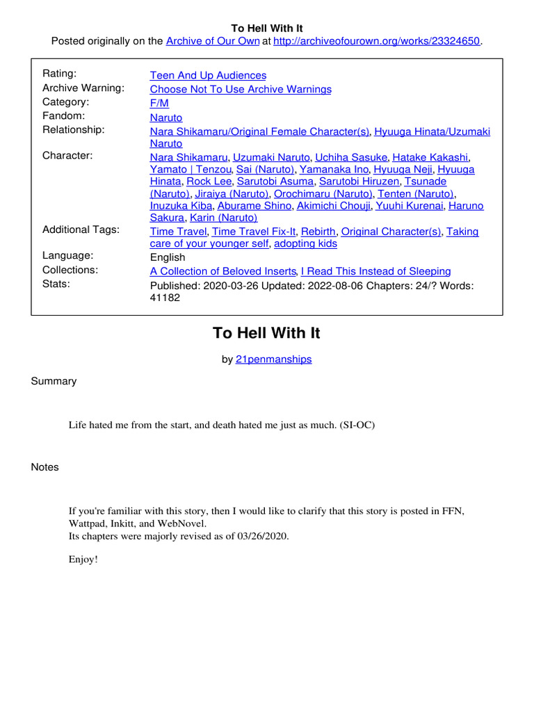 To Hell With It | PDF