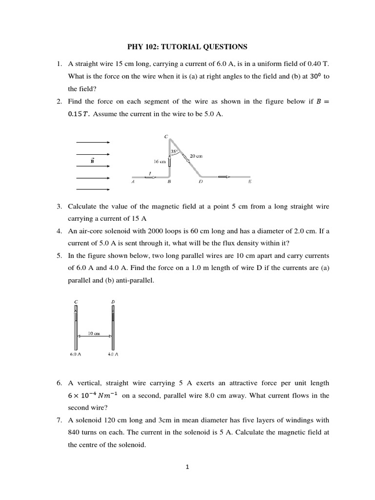 Phy 102 Tutorial Questions Pdf