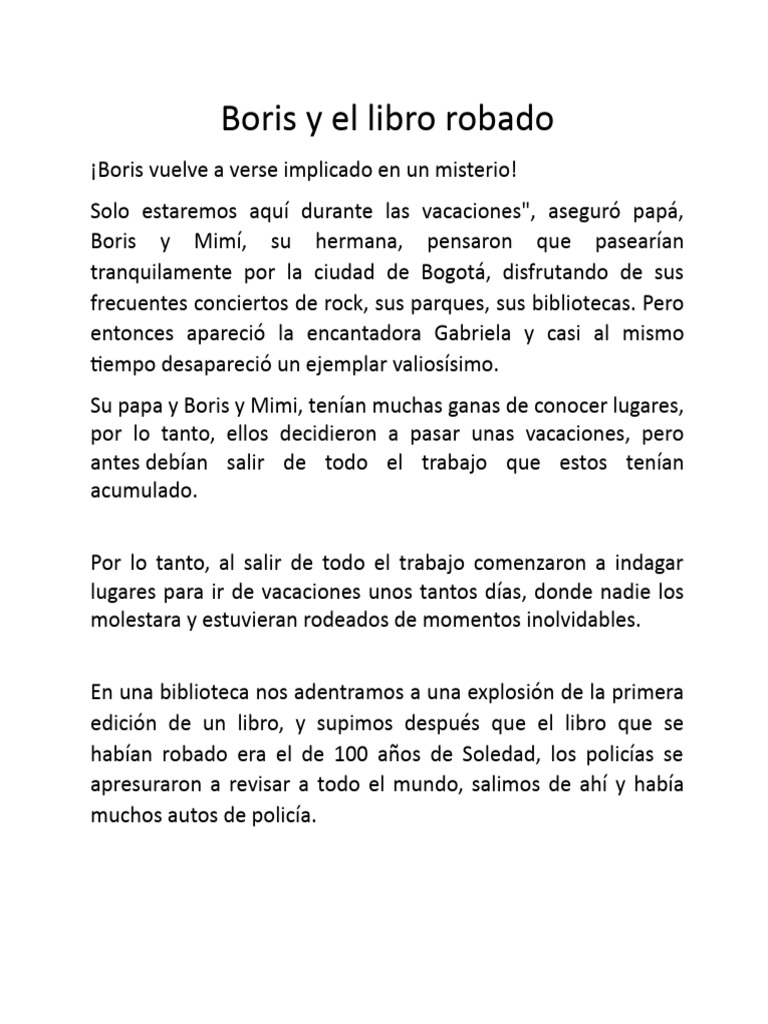 Boris y El Libro Robado Resumen | PDF Boris y El Libro Robado Resumen | PDF
