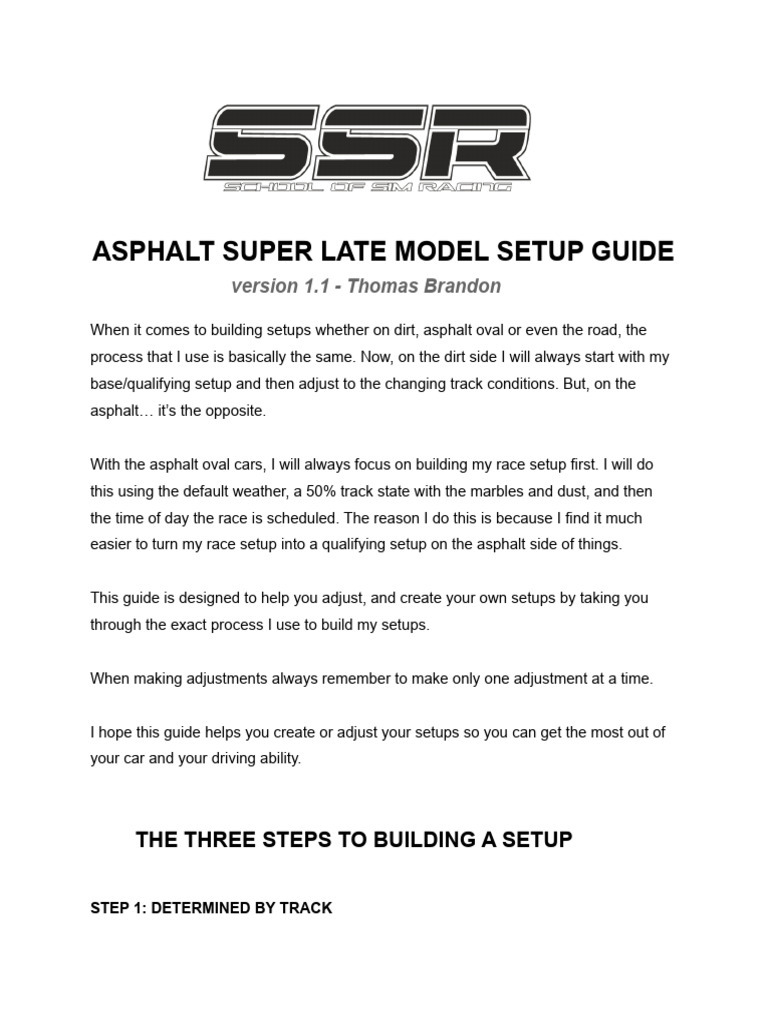 Asphalt Super Late Model Setup Guide | PDF | Vehicle Technology | Land Vehicles