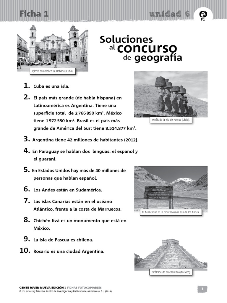 GJ Fichas Fotocopiables U6 | PDF | América del Sur