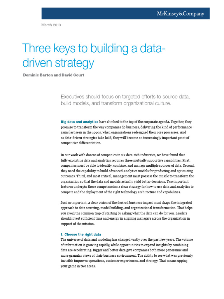 Three Keys To Building A Data Driven Strategy | PDF | Analytics | Big Data