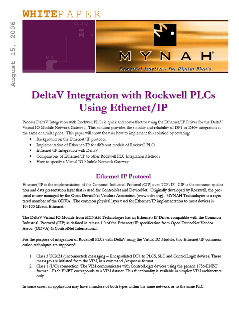 White Paper Deltav Integration Rockwell Plcs Using Ethernet Ip en 67788 ...