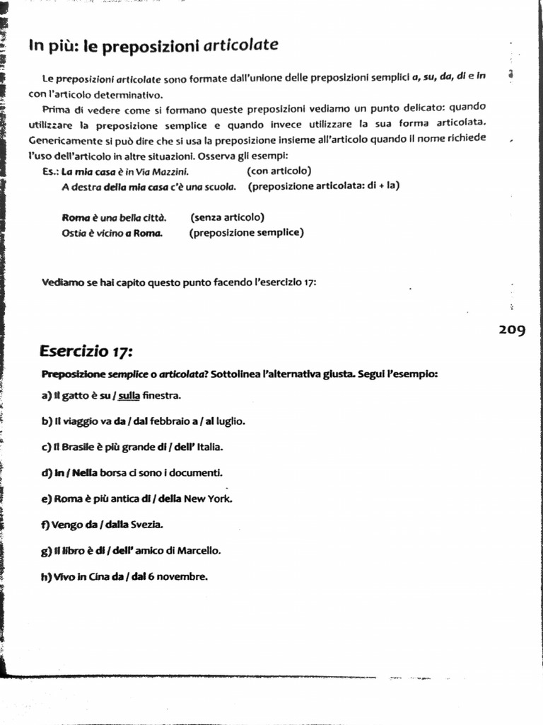 Preposizioni Articolate | PDF