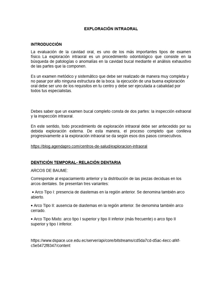 Exploración Intraoral | PDF | Diente | Anatomia dental