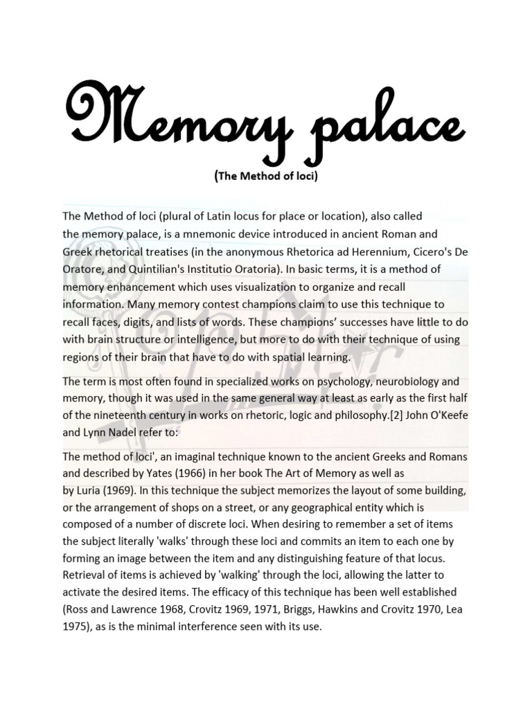 Memory Palace | PDF | Brain | Neuroscience