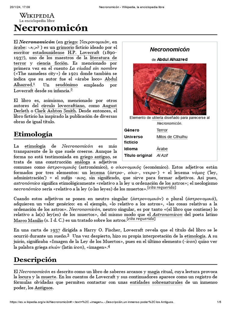 Necronomicón - Wikipedia, la enciclopedia libre | PDF | HP Lovecraft ...