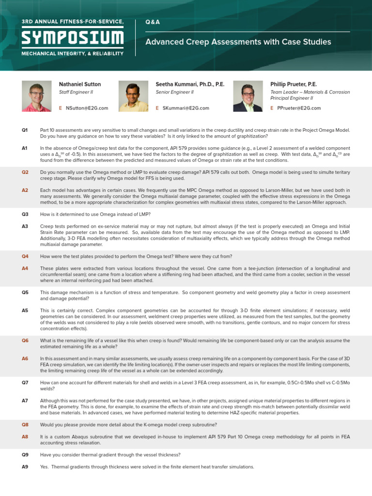 E2G Advanced Creep Case Study QA - FFS Symp - 2021 | PDF | Creep ...