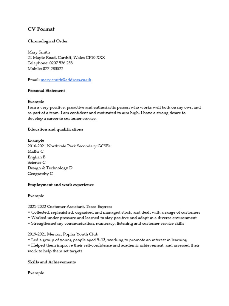 CV Format | PDF | Mentorship | Cognition