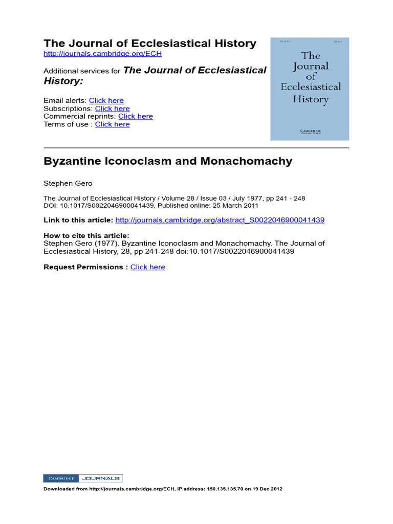 Stephen Gero-Byzantine Iconoclasm and Monachomachy | PDF | Byzantine Empire