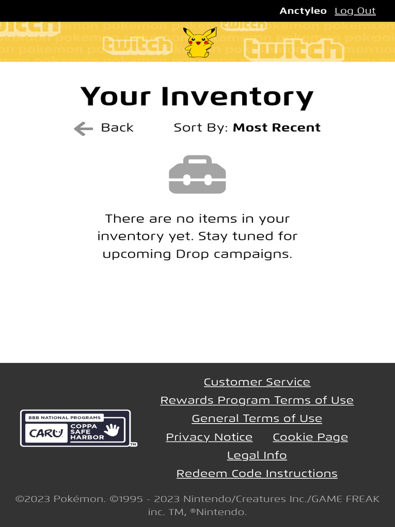 Pokémon Twitch Rewards Program | PDF