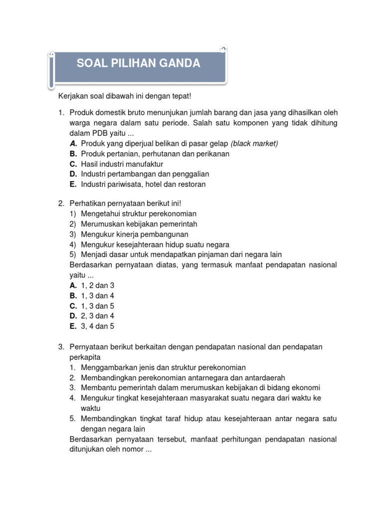 Soal Pengayaan Pendapatan Nasional | PDF Soal Pengayaan Pendapatan Nasional | PDF