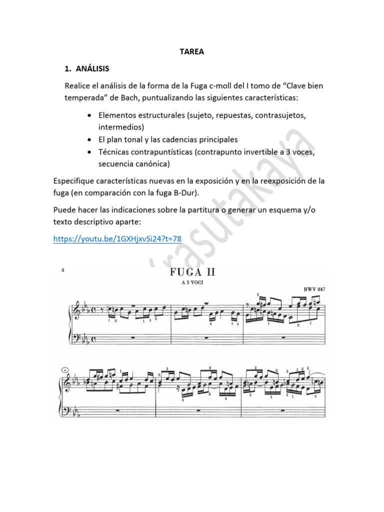 Bach. Fuga c-moll tarea | PDF