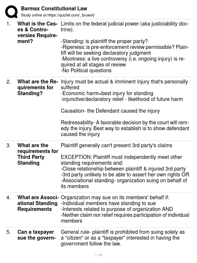 Barack Constitutional Law | PDF | Standing (Law) | American Government