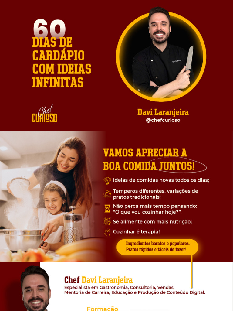 60 Dias de Cardapio Com Ideias Infinitas+-+Chef+Davi+Laranjeira+ ...