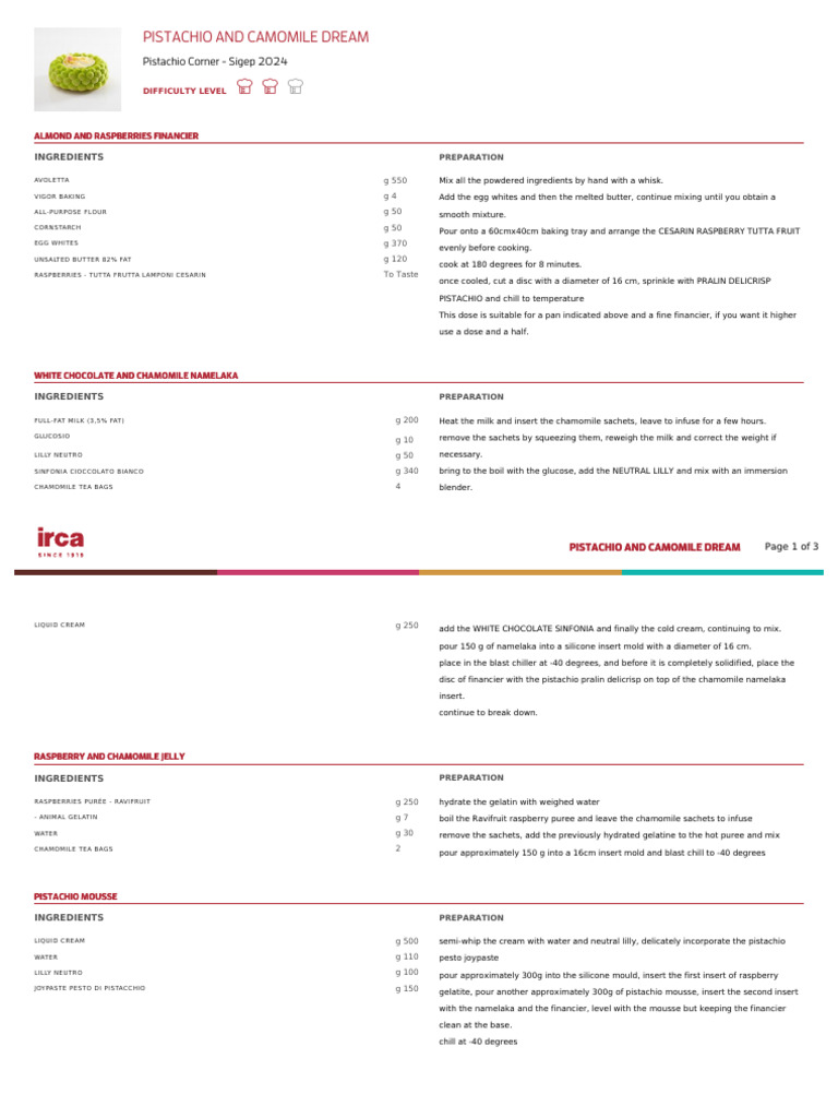 Irca Tarta de Pistacho y Manzanilla | PDF | Chocolate | Butter