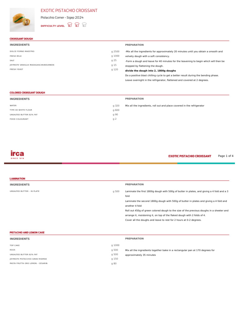 Irca Croissant de Pistachio | PDF | Dough | Cakes