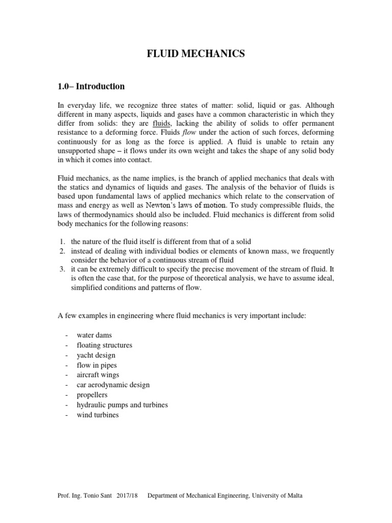 1.0 - Introduction | PDF | Fluid Mechanics | Fluid