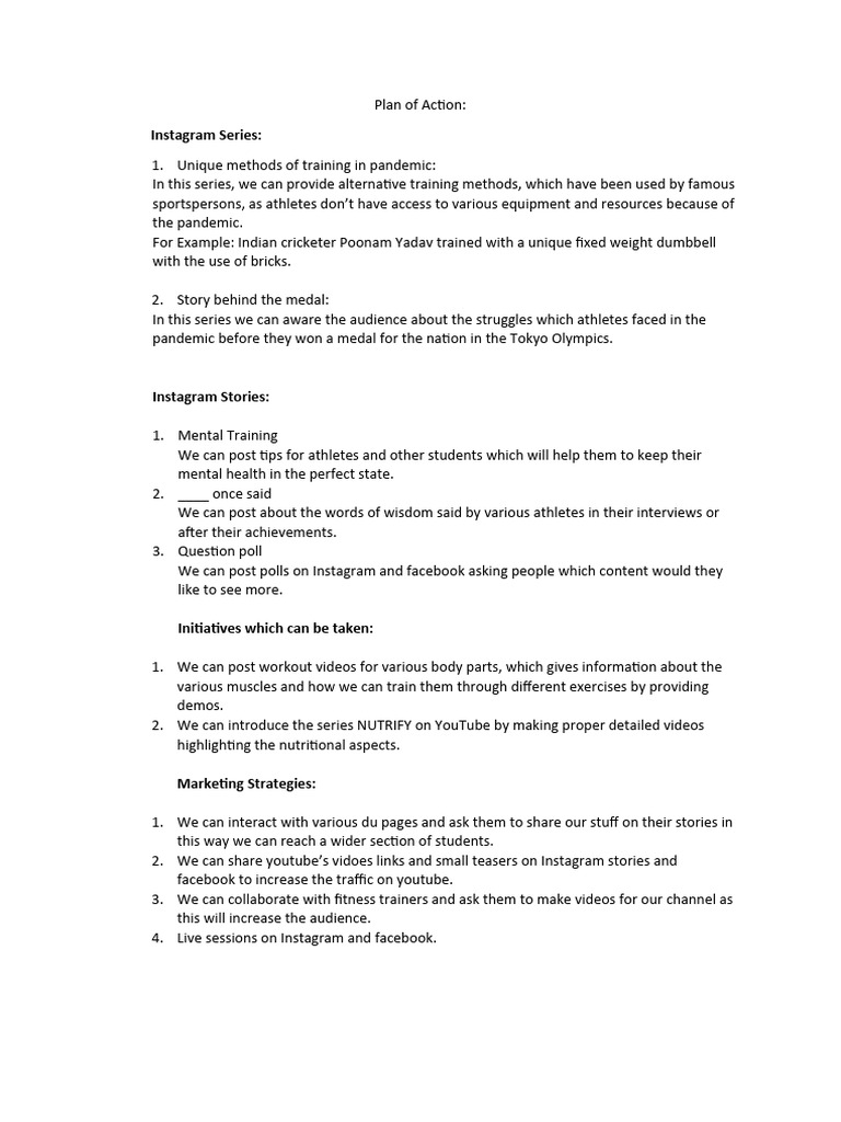 Plan of Action and Marketing Strategies Praroop | PDF