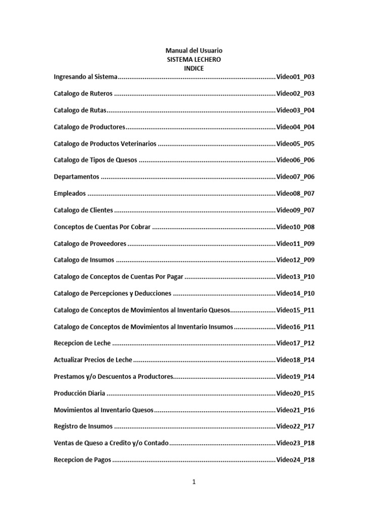 Manual de Usuario del Sistema Lechero | PDF