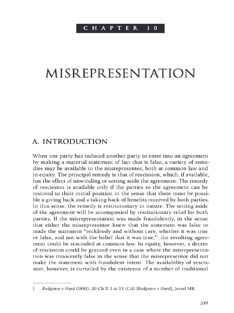 Misrepresentation | PDF