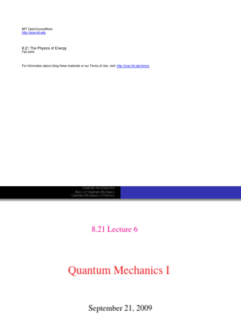 MIT8 21s09 Lec06 | PDF | Quantum Mechanics | Wave Function