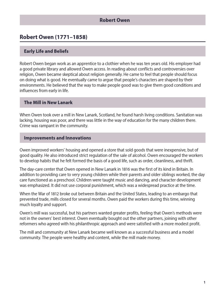 CKHG G6 U5 Industrial-Revolution WTNK C09 Robert-Owen | PDF | Socialism ...