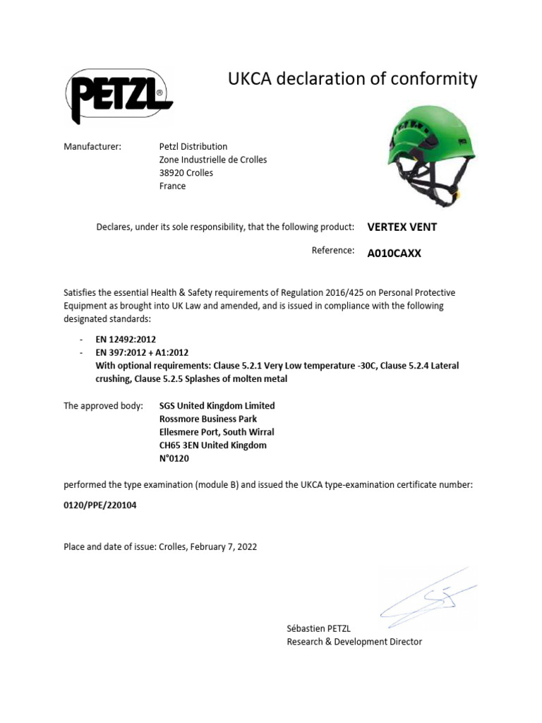 UKCA-Declaration-A010CAXX-VERTEX VENT | PDF