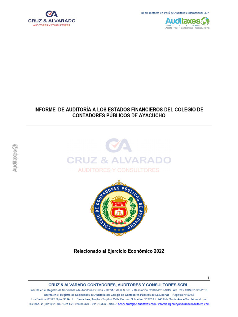 Informe EEFF 2022 - CCPA | PDF | normas internacionales de INFORMACION FINANCIERA | Auditoría