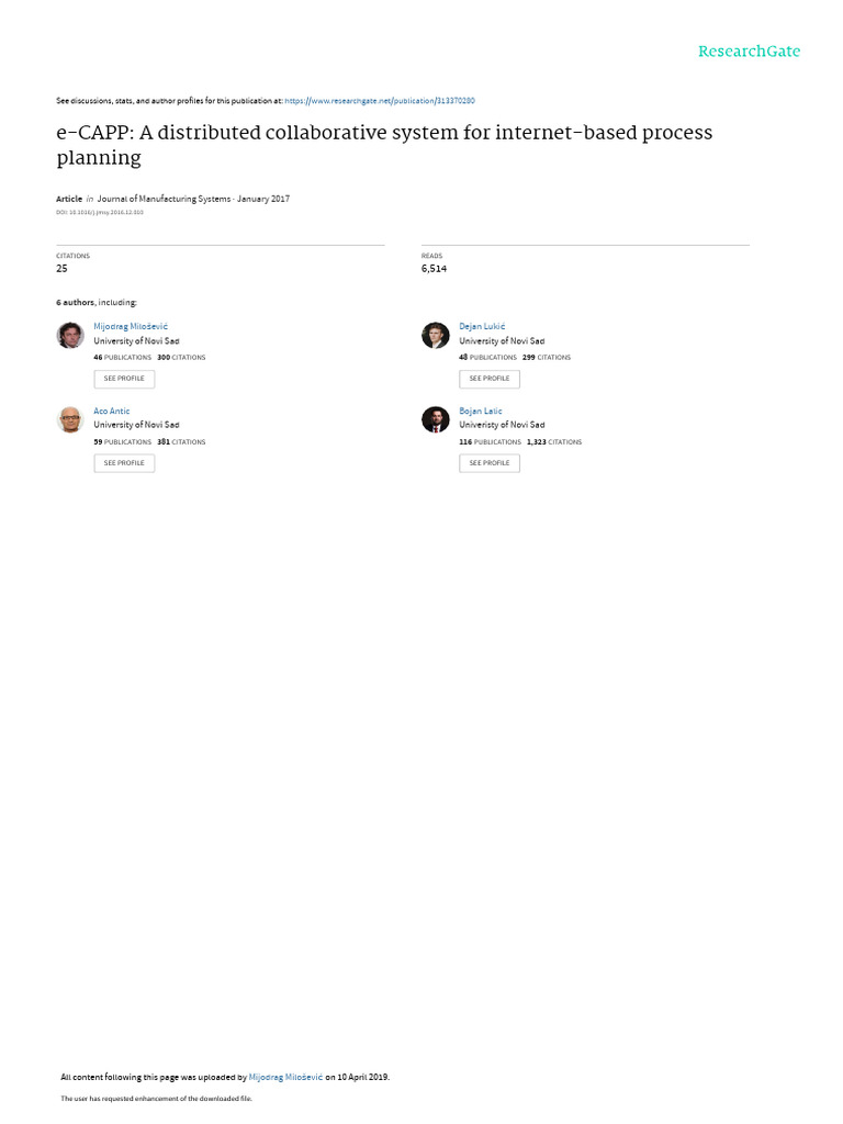 e-CAPP A Distributed Collaborative System For Internet-Based Processplanning | PDF | Product ...