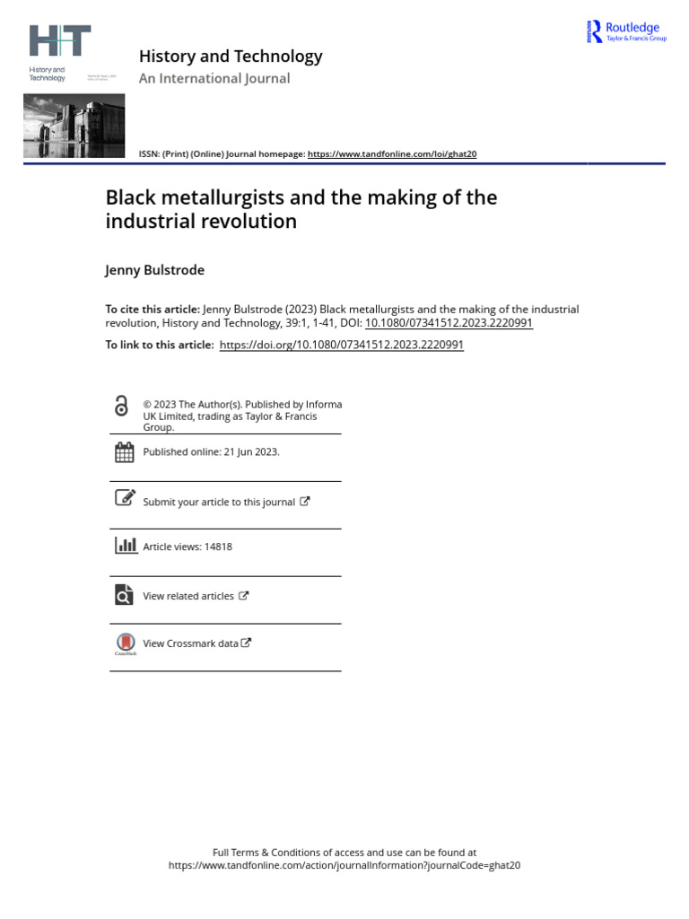 Black Metallurgists and The Making of The Industrial Revolution | PDF ...