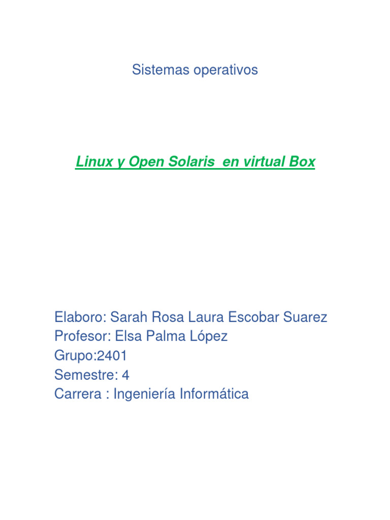 Sistemas Operativos: Linux y Open Solaris en Virtual Box | PDF | Sistema operativo | Software de ...