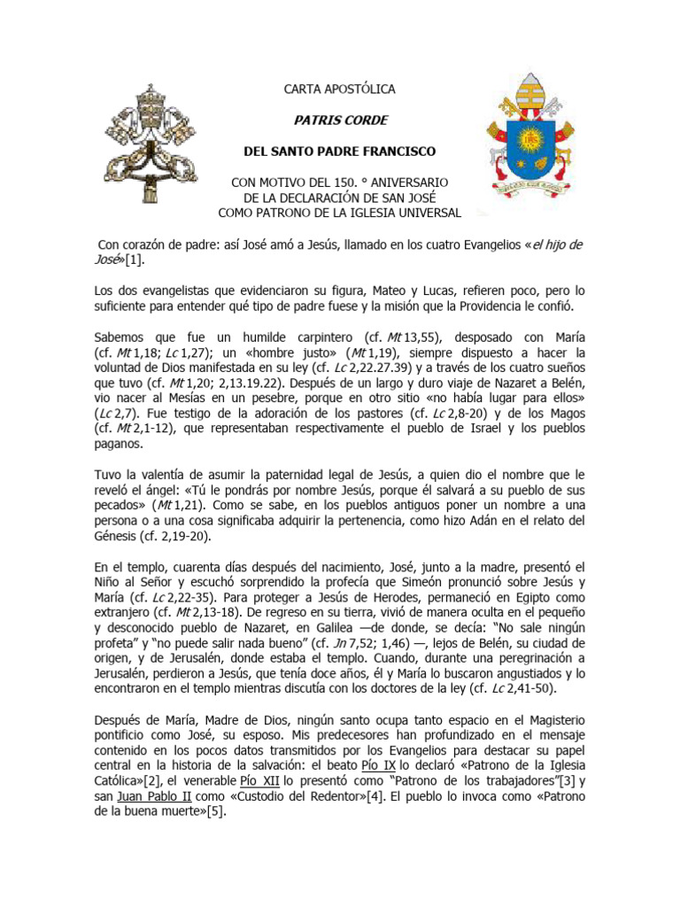 Carta Apostólica sobre San José | PDF | María, madre de Jesús | Jesús