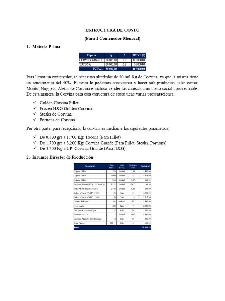 Estructura de Costo | PDF | Sector secundario de la economía