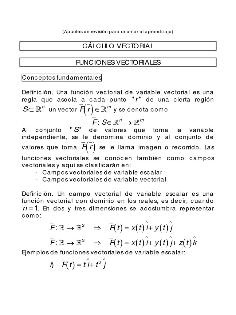 FUNCIONES - VECTORIALES de VARIABLE VECTORIAL - CHUNG | PDF | Vector Euclidiano | Función ...